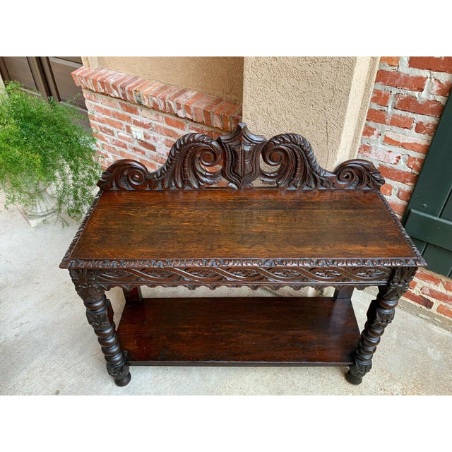 Antique English Carved Oak Hall Foyer Table Renaissance Style Console ...