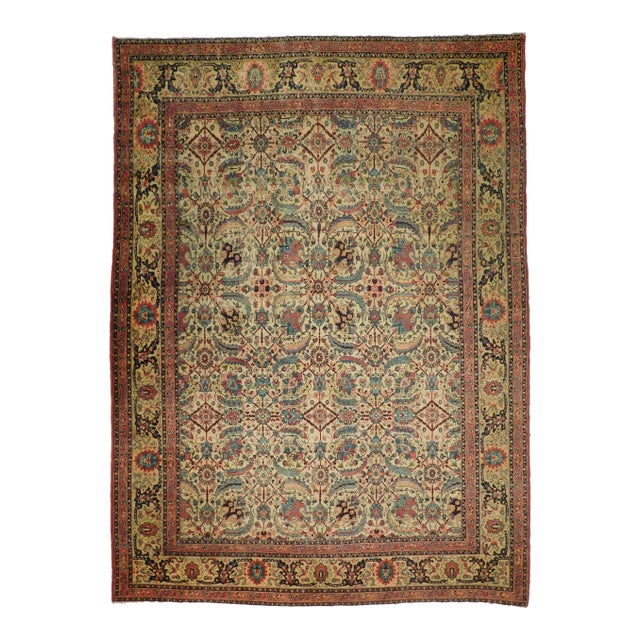 Antique Persian Dorokhsh Rug - 9' x 12'4" | Chairish