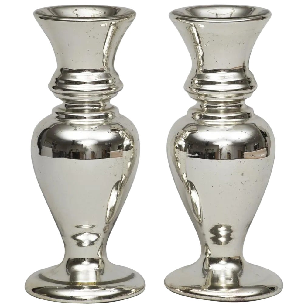 Victorian Mercury Glass Vases, circa 1870 - a Pair | Chairish