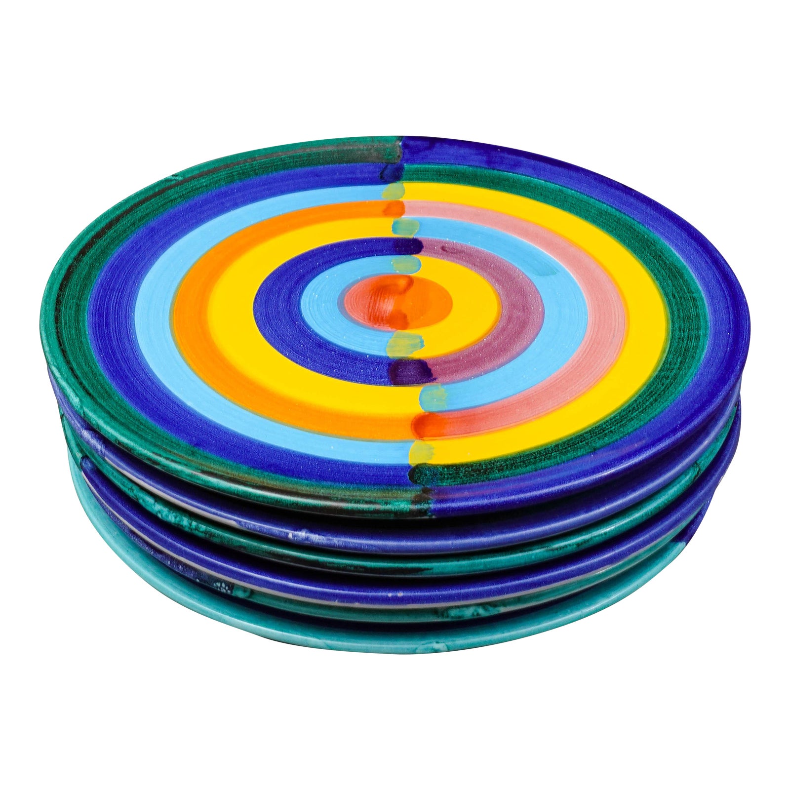 Mid 20th Century Italian Colorful Rainbow Ceramic Pottery Large Charger ...