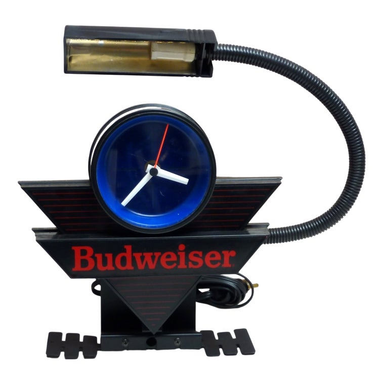 Budweiser Beer Sign with Clock, USA, 1980 | Chairish