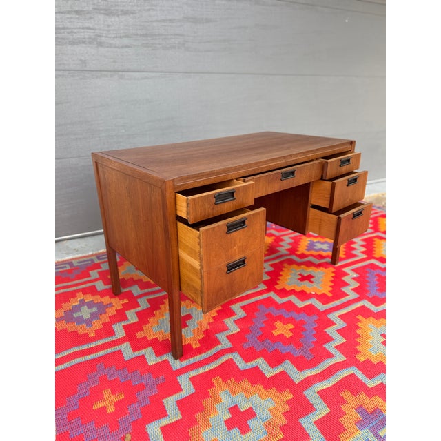 1980s Vintage Mid-Century Modern Walnut and Cane Desk by Sligh-Lowry ...