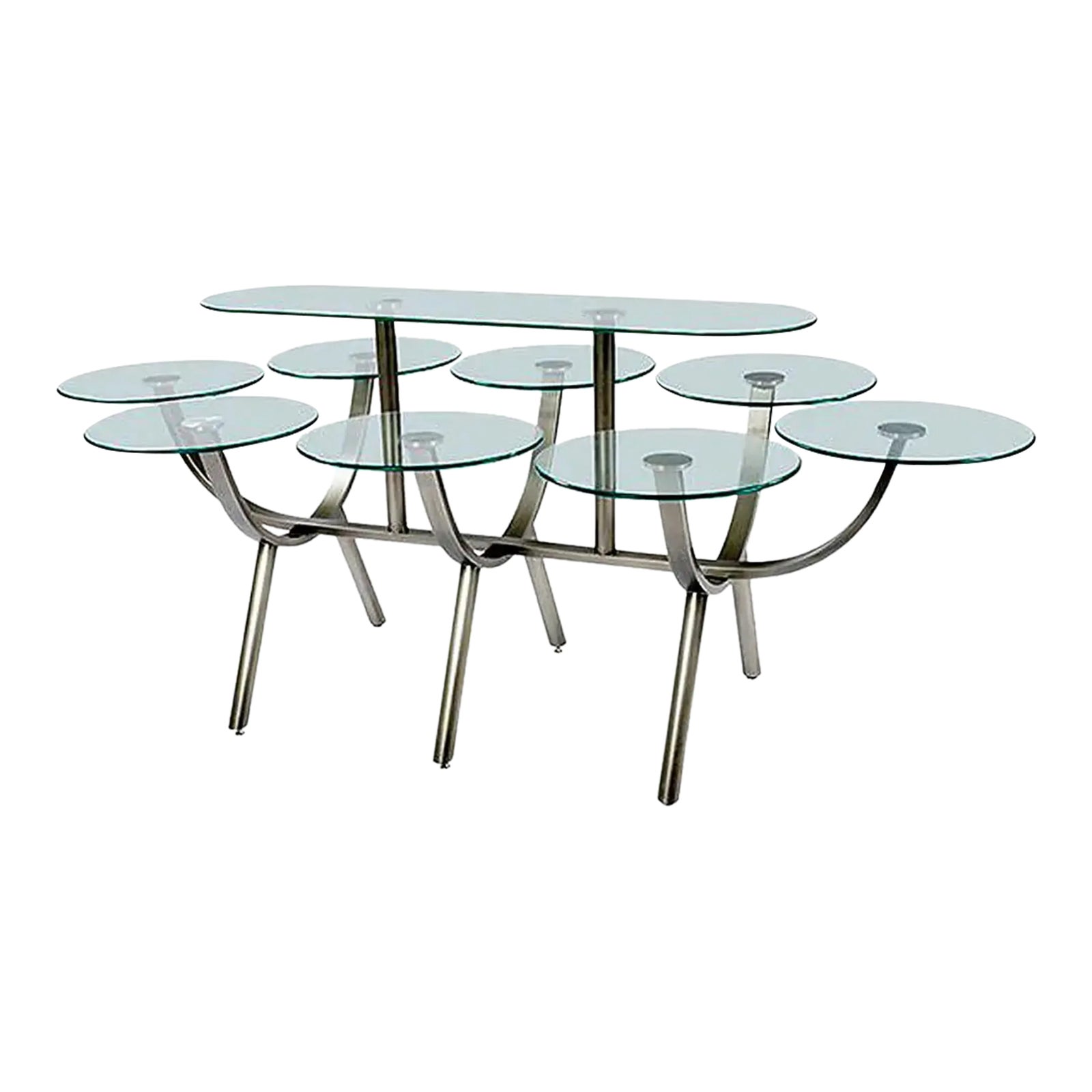 1980s Glass and Steel Banquet Table by Design Institute of America ...