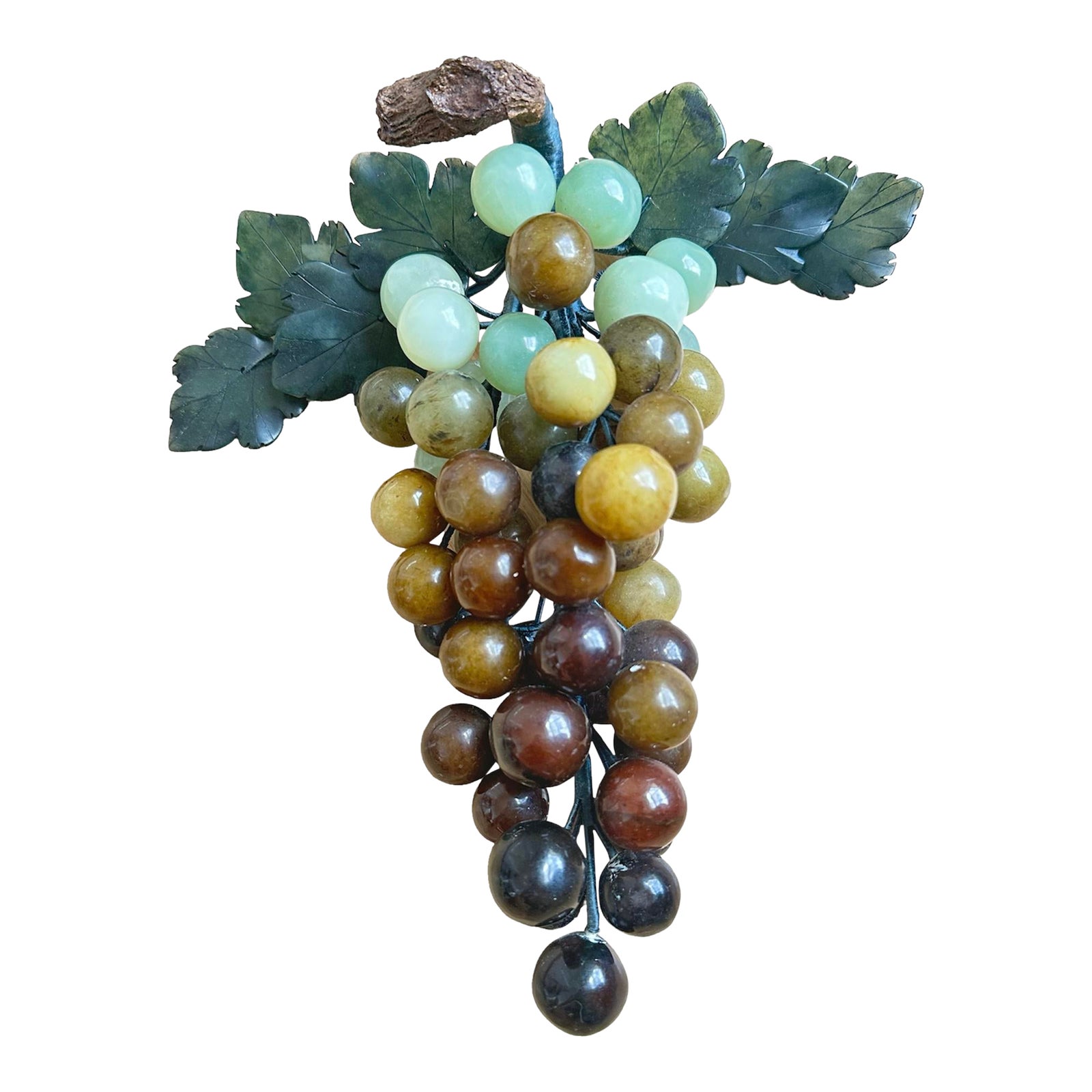 Mid Century Multicolor Carved Stone Grape Bunch | Chairish