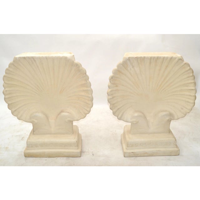 1 of 2 Mid-Century Modern Nautical Hand-Carved Concrete Sea Shell ...