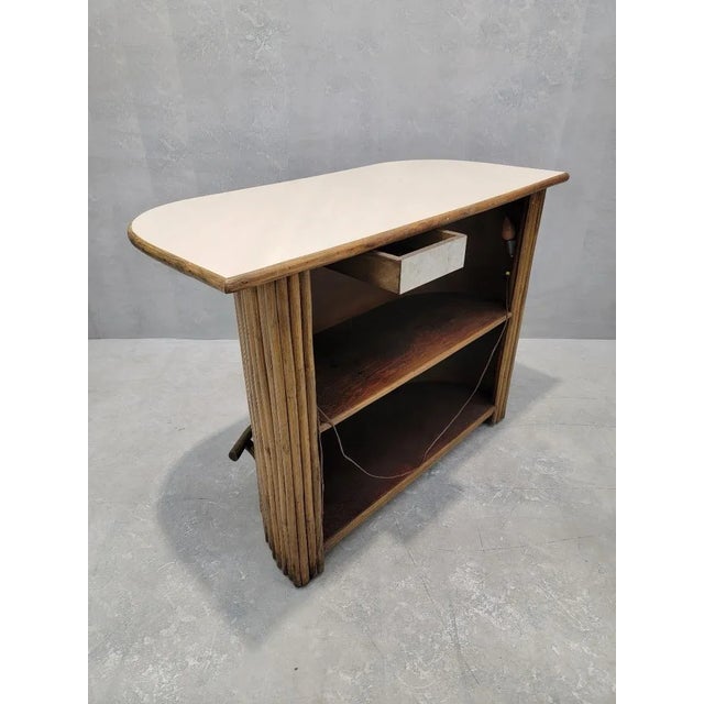 Mid 20th Century Paul Frankl Style Half-Moon Bamboo Tiki Dry-Bar With 2 ...