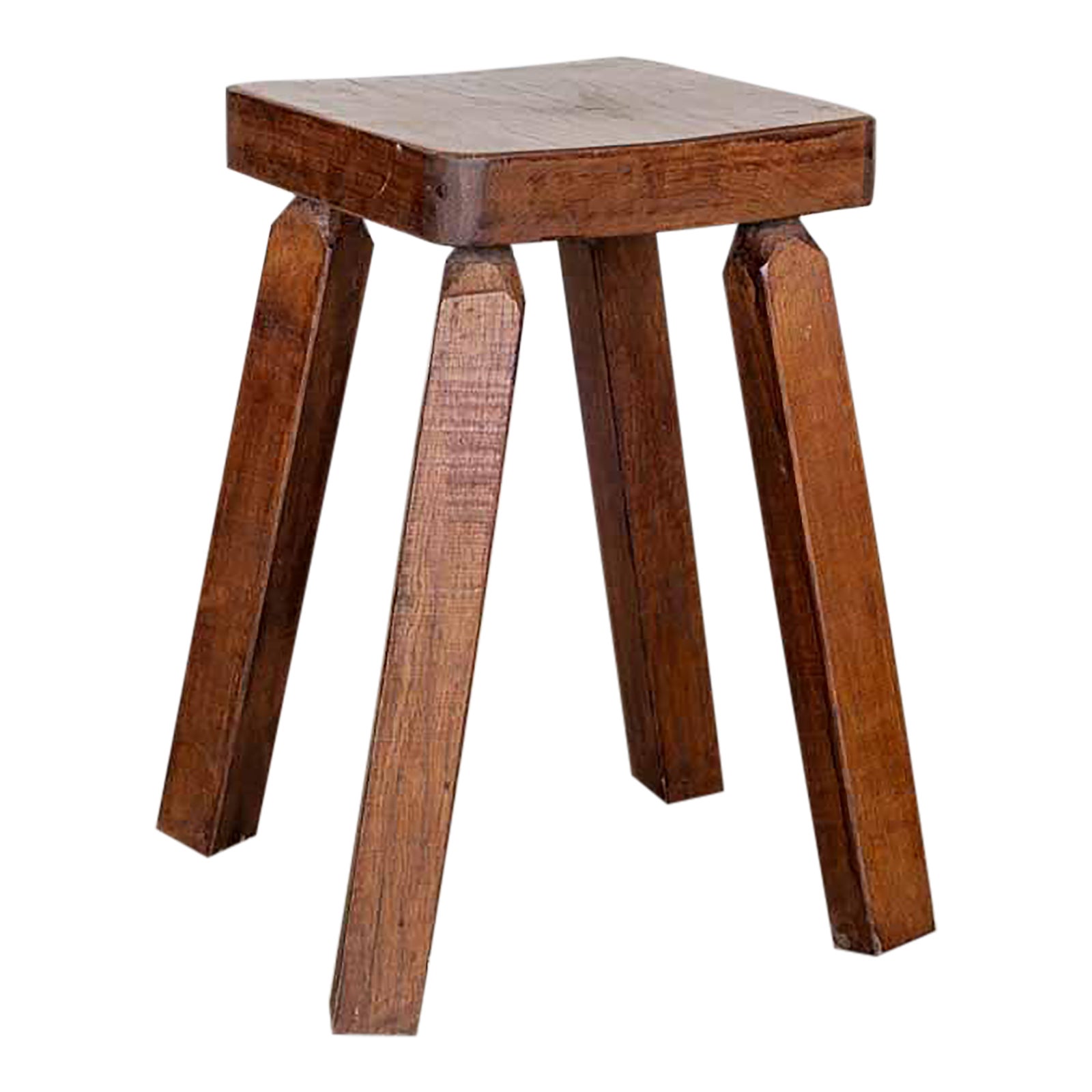1970s French Carved Wood Block Stool | Chairish