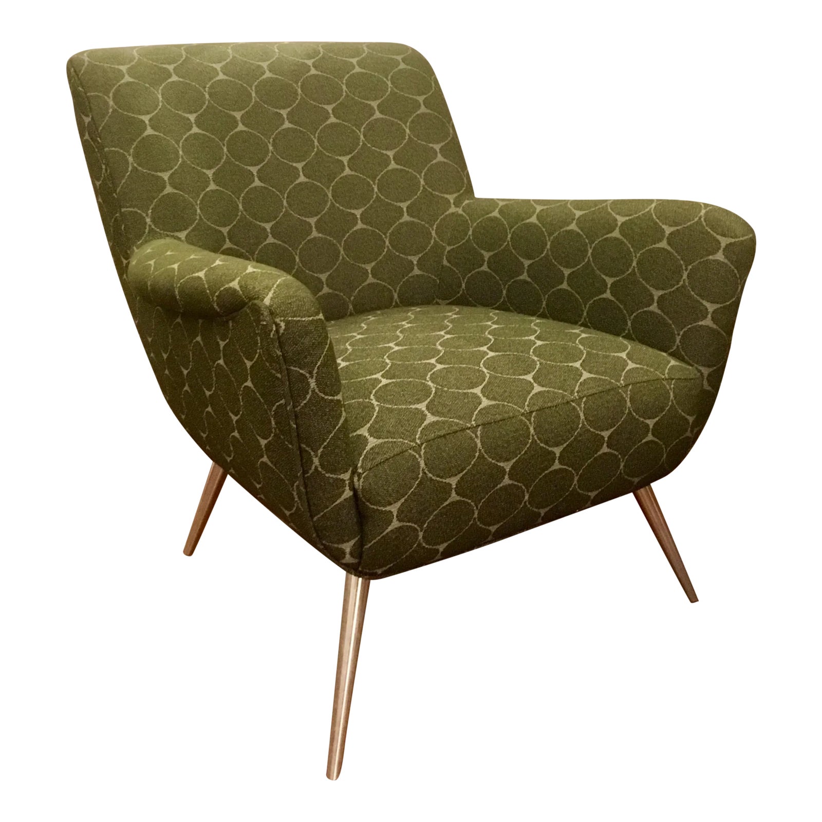 Mid-Century Modern Green Arm Chair | Chairish