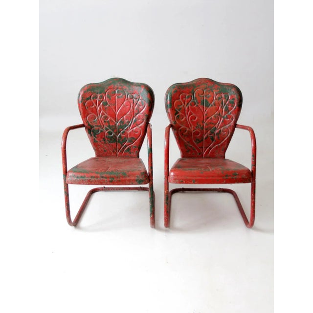 Mid Century Metal Bouncer Patio Lounge Chairs Pair | Chairish