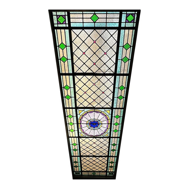 Antique Ornamental Stained Glass Skylight Window | Chairish