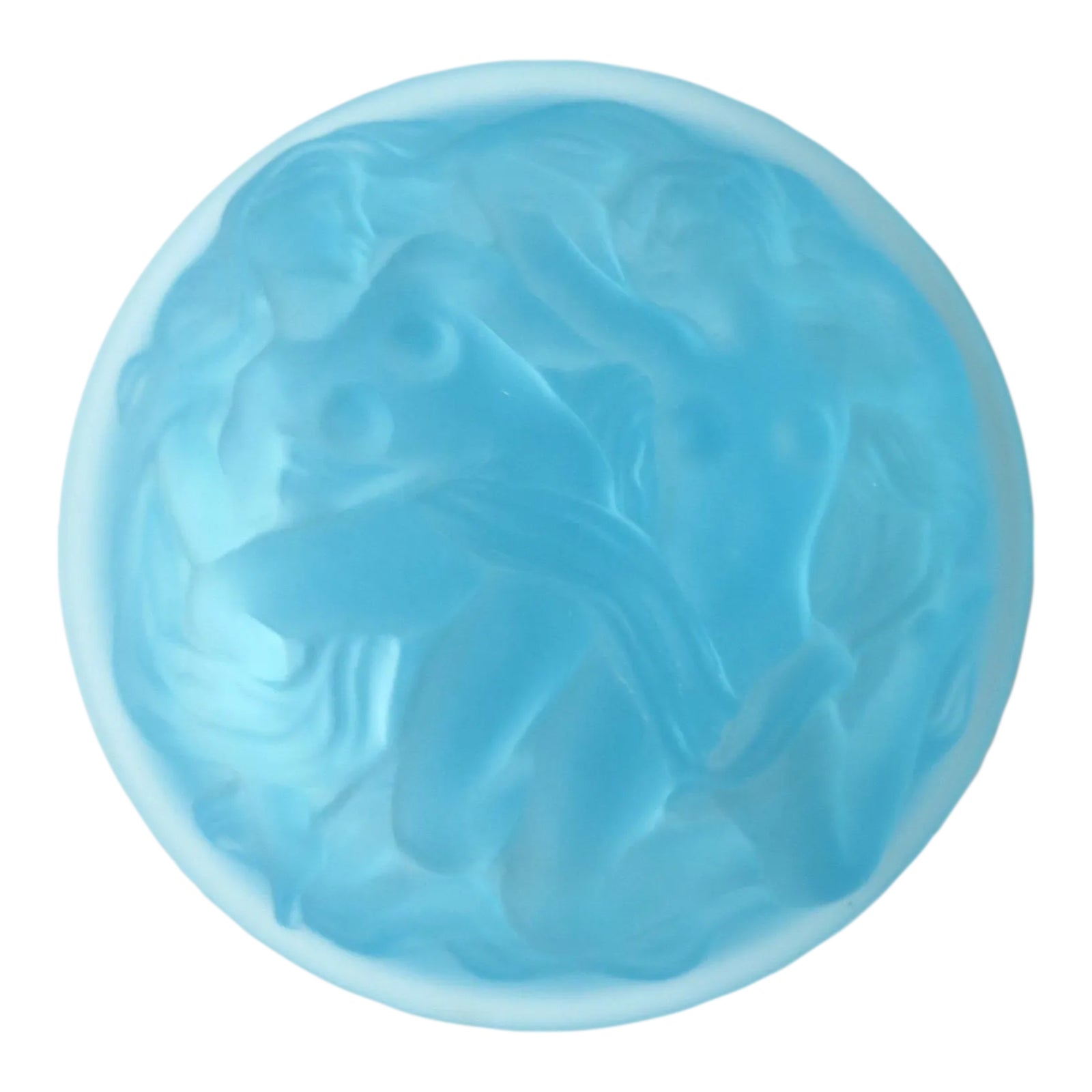 Blue Art Deco Glass Box With Female Figures | Chairish
