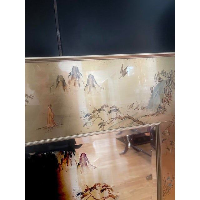Vintage Labarge Eglomise Chinoiserie Gold Wall Mirror | Chairish