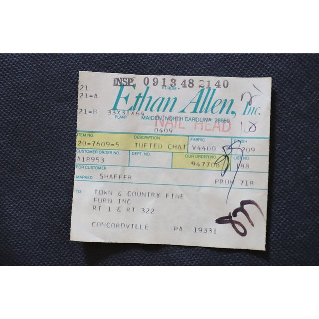 Ethan Allen Leather Tufted Shepard's Hook Armchair | Chairish