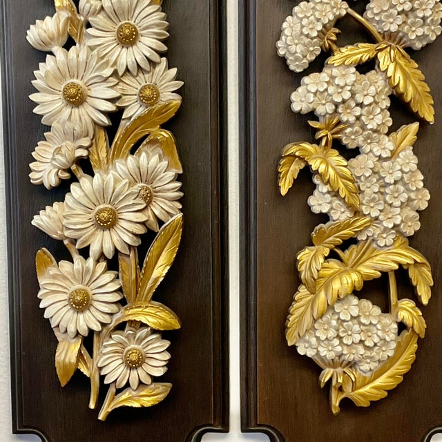 1974 Vintage Syroco Floral Botanical Wall Sculptural Plaques - a Pair ...