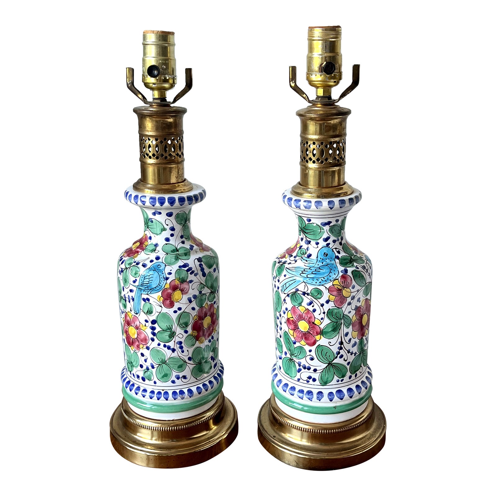 Vintage Deruta Hand-Painted Ceramic Lamps-a Pair | Chairish