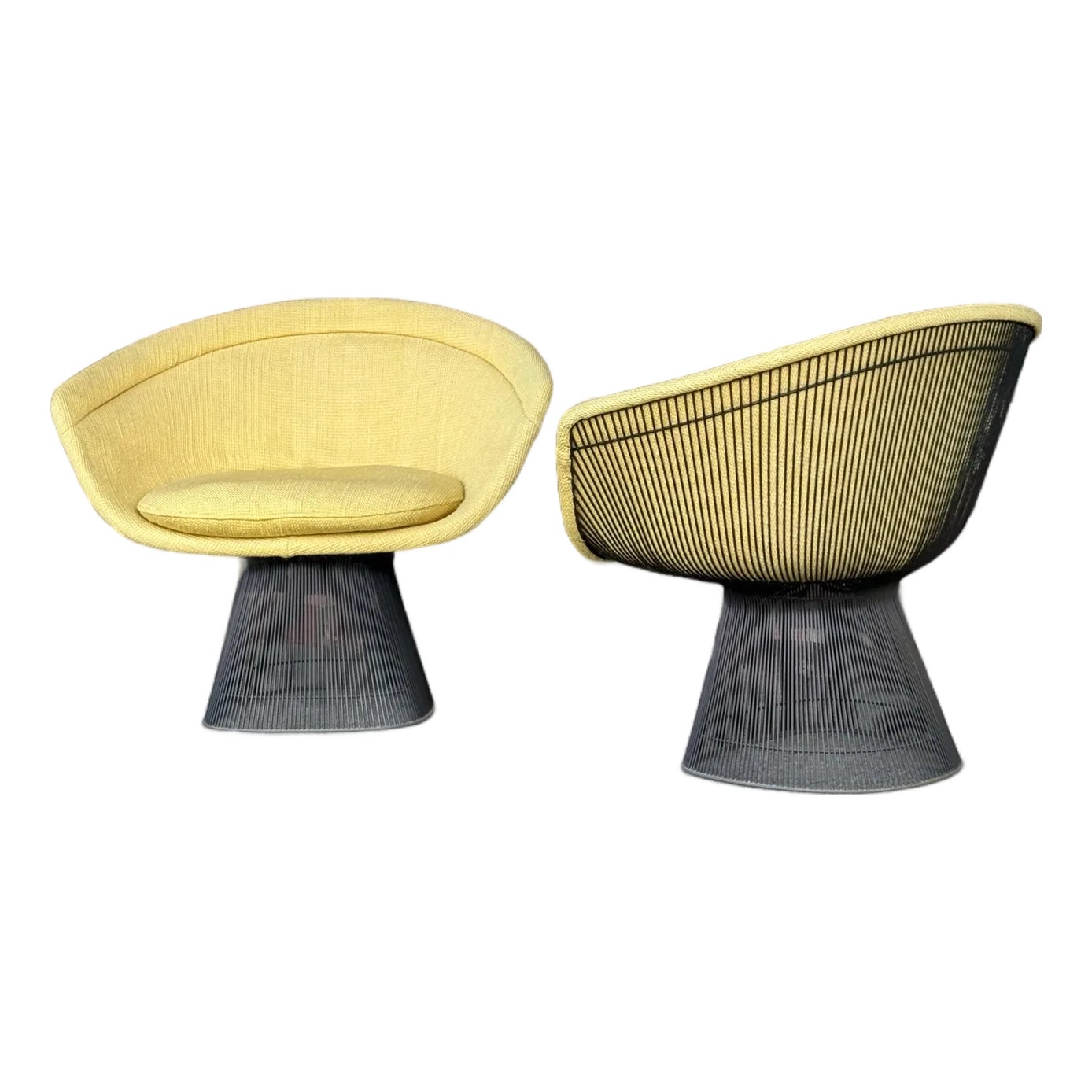 Pair of Warren Platner Bronze Lounge Chairs for Knoll | Chairish
