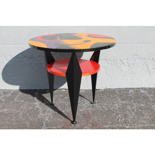1970's Memphis Style Multi Color 2 Tiered Accent/ Side Table | Chairish