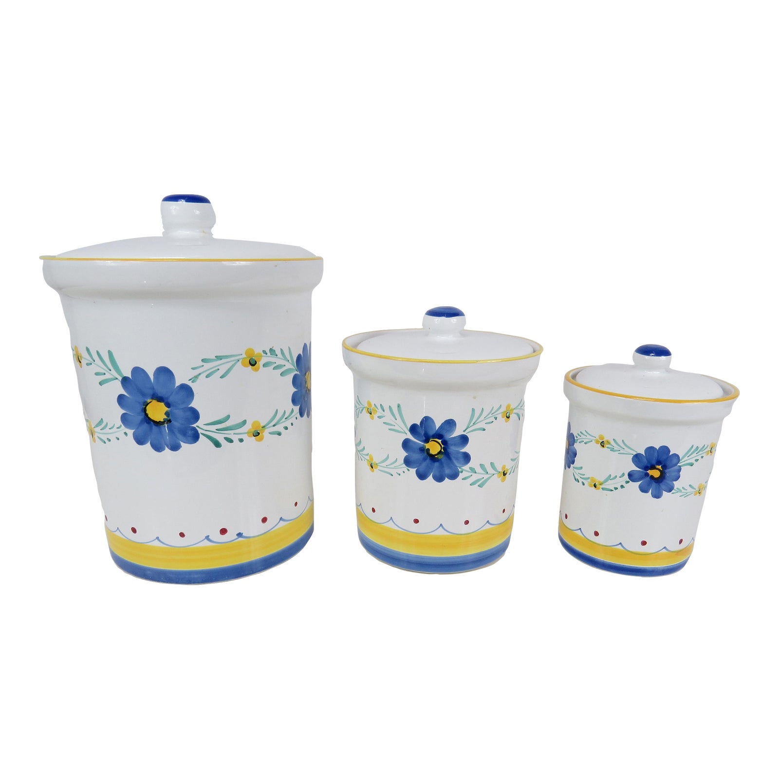 Late 20th Century Hand Painted Ceramic Canisters Made in Italy for ...