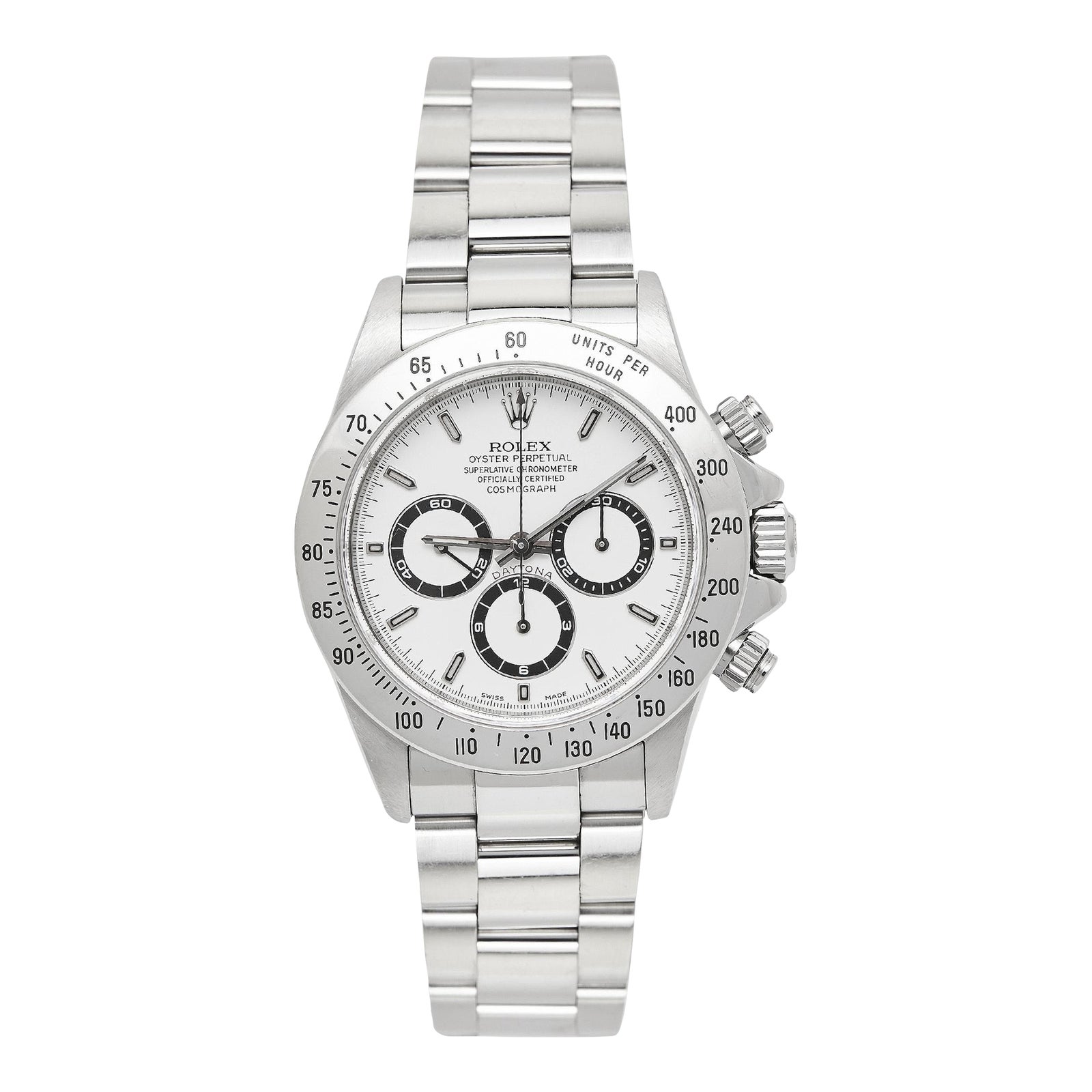 Rolex White Stainless Steel Cosmograph Daytona 16520 Men's Wristwatch ...