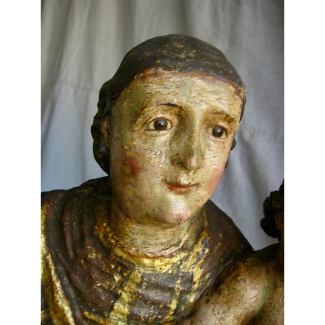 Antique Spanish Colonial Statue of Virgin Mother and Child | Chairish