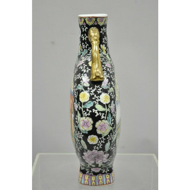 Vintage Chinese Porcelain Double Handle Moon Flask Vase | Chairish