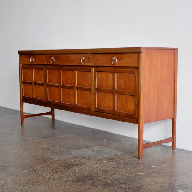 Nathan Furniture Teak Credenza / Sideboard With Drop-Down Bar | Chairish