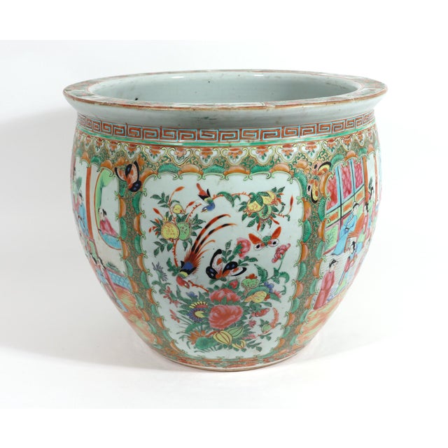 Antique Chinese Export Porcelain Rose Medallion Fish Bowl or Jardinière ...