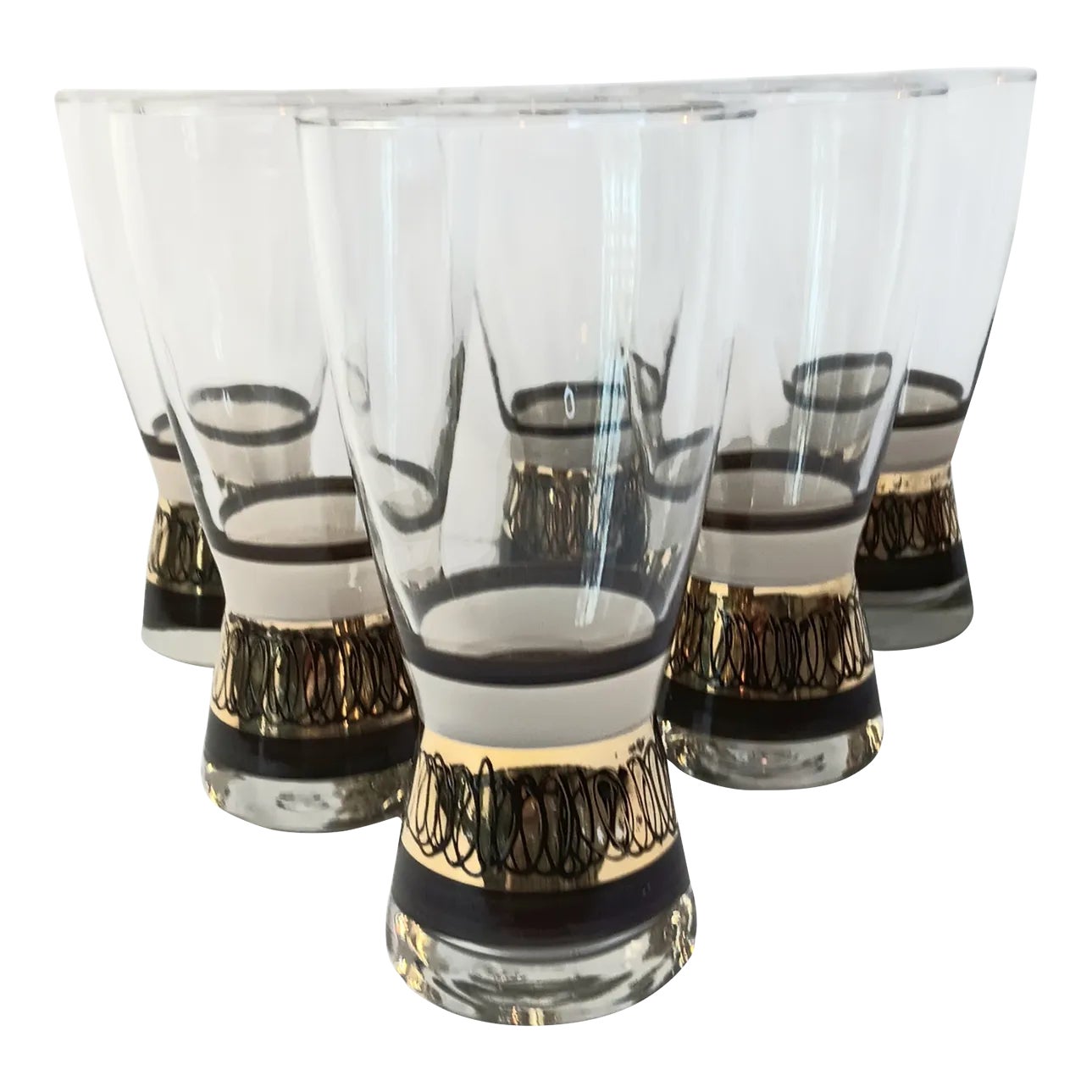 Vintage Mid Century Modern Libbey Gold and Brown Beer Pilsner Glasses ...