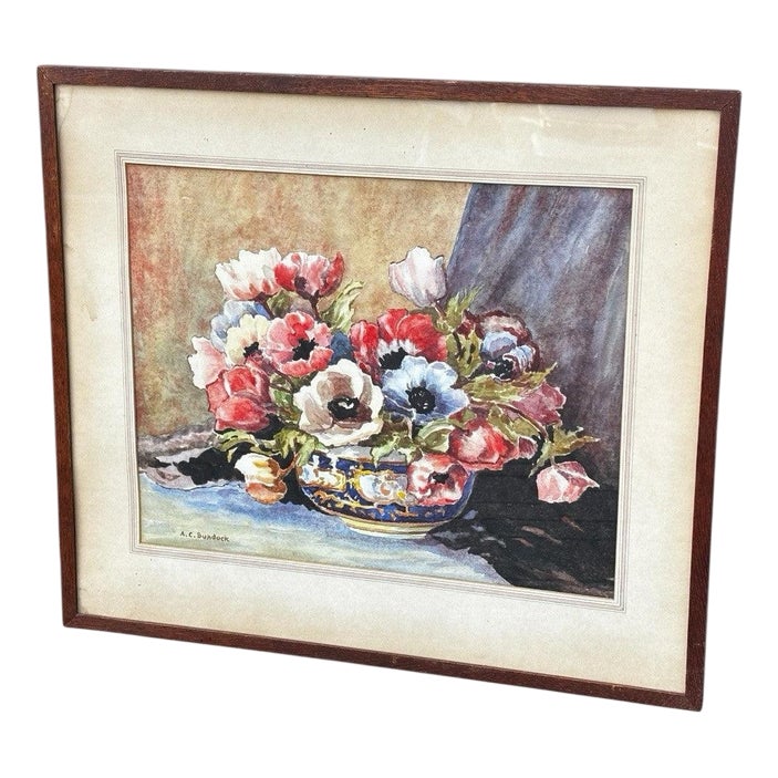 A.C. Bundock, Still Life, 1955, Watercolour, Framed | Chairish