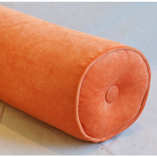 Custom Tailored Tangerine Orange Velvet Bolster Pillow 23 X 8 Chairish