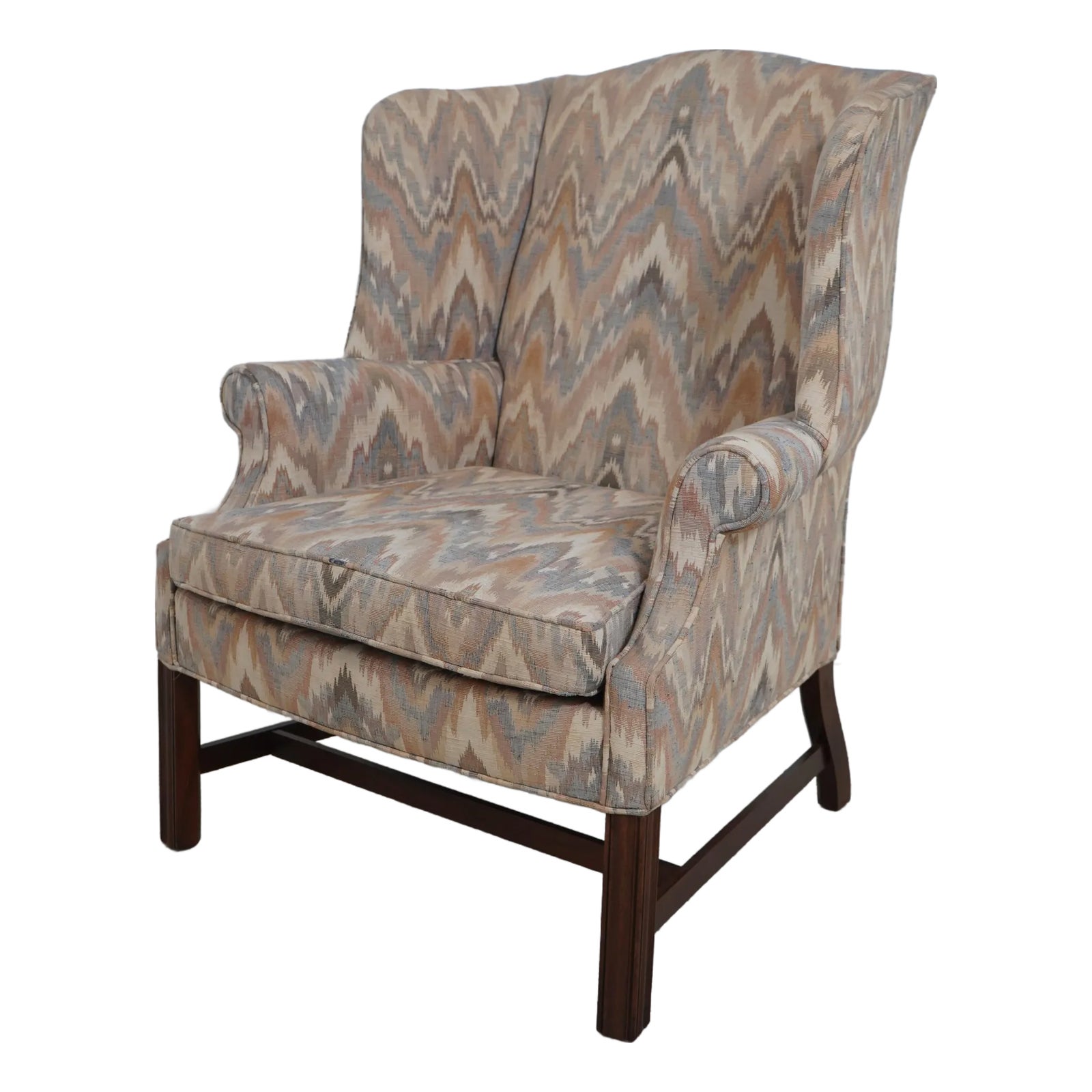 Woodmark Originals Flame Stitched Chippendale Mahogany Wing Chair ...