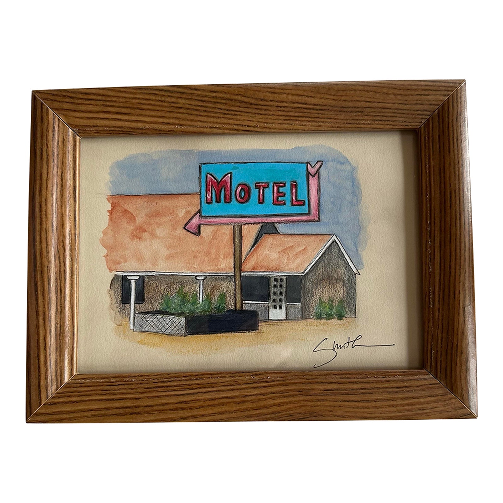 Framed Original Colored Pencil Drawing “On Route 66” by Nancy Smith ...