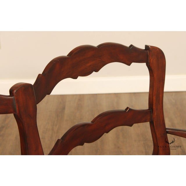 French Country Style Ladderback Rush Seat Settee | Chairish