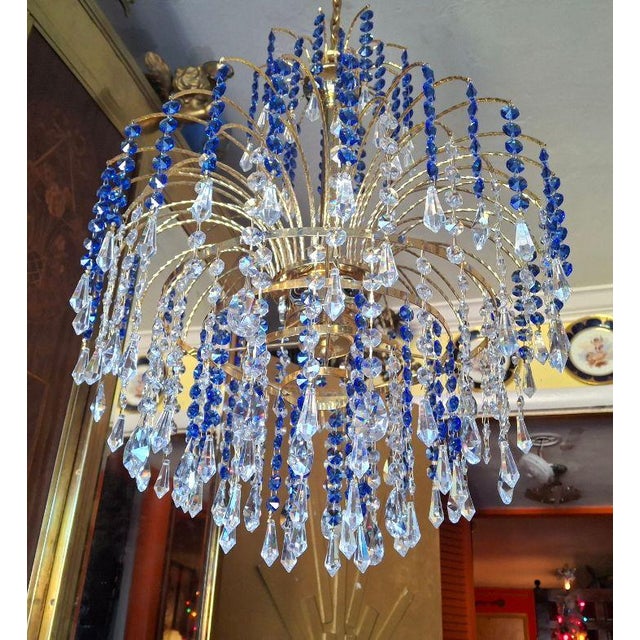 1960's Hollywood Regency Sapphire Blue & Clear Cut Austrian Crystal ...