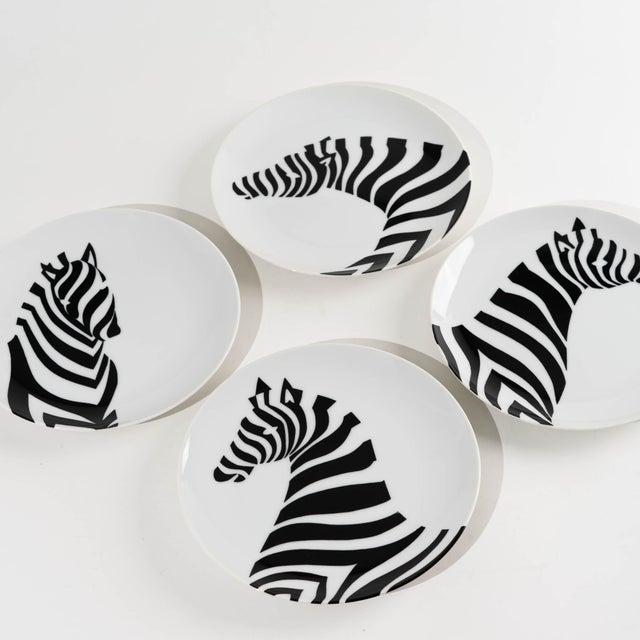 Vintage Fitz and Floyd Zebra Plates - Set of 4 | Chairish