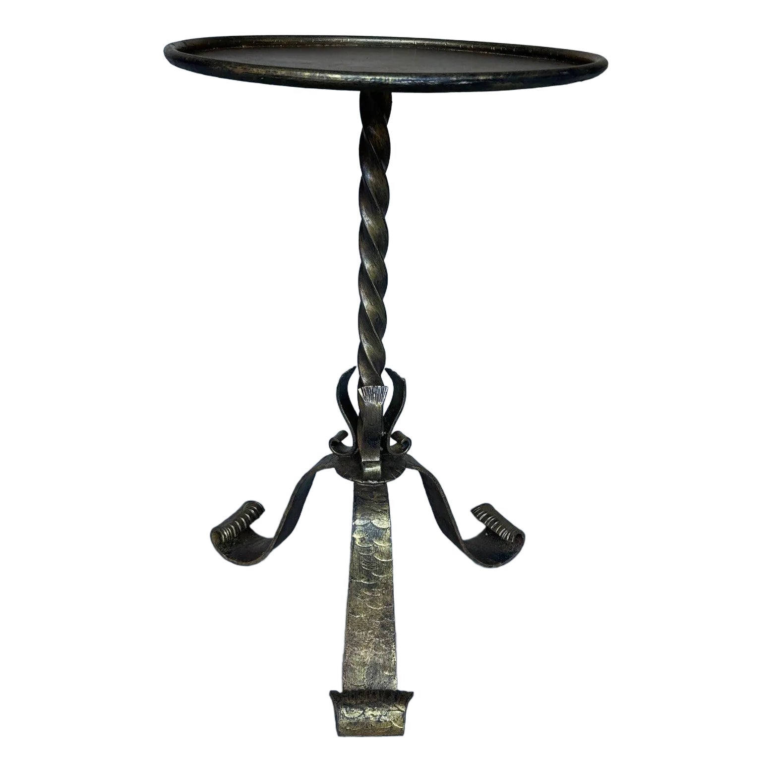 Ornate Spanish Iron Drinks Table With a Twisted Stem | Chairish
