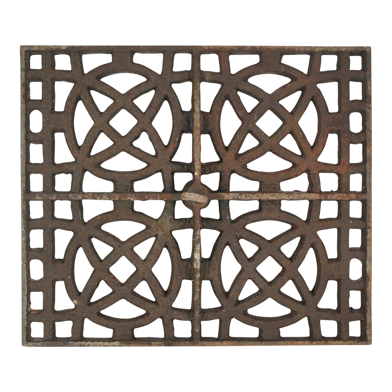 Vintage European Cast Iron Coal Hole Grill Cover | Chairish
