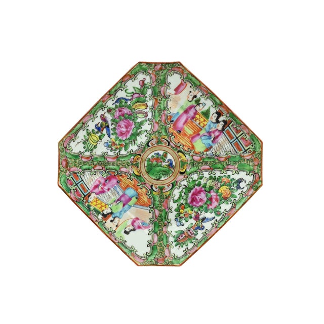 Late 19th Century Hand Painted Rose Medallion Octagon Shape Plate ...