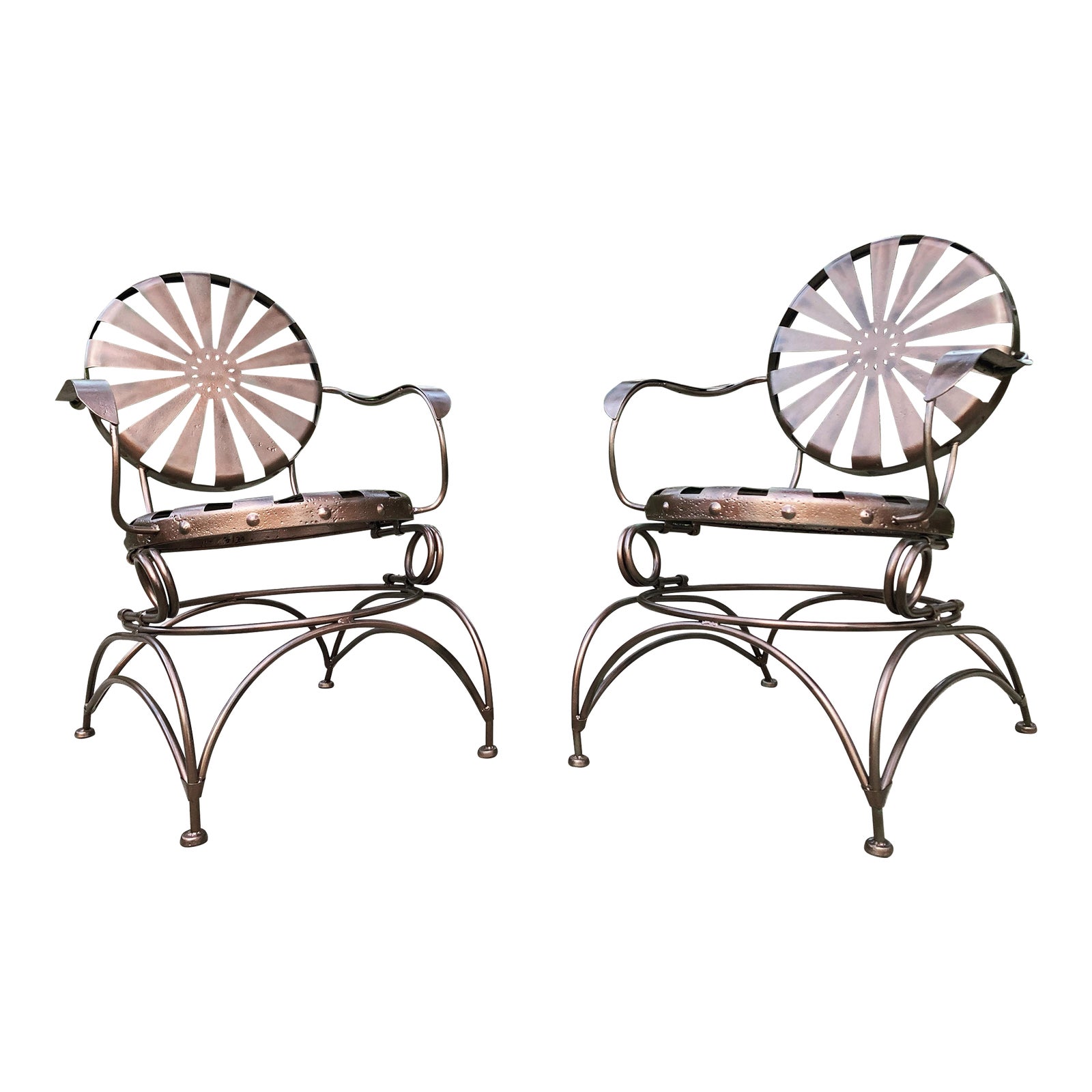 Early 20th Century Francois Carre Iron Rockers - Set of 2 | Chairish