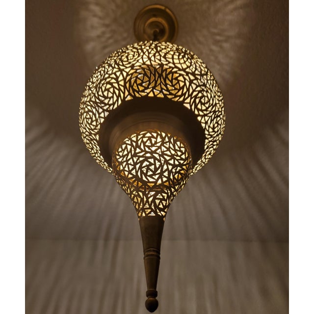 Contemporary Moroccan Ceiling Copper Lamp / Lantern, Double Drop | Chairish