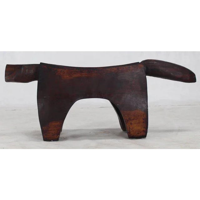Vintage Mid Century Folk Art Heavy Carved Rhinoceros Log Bench | Chairish