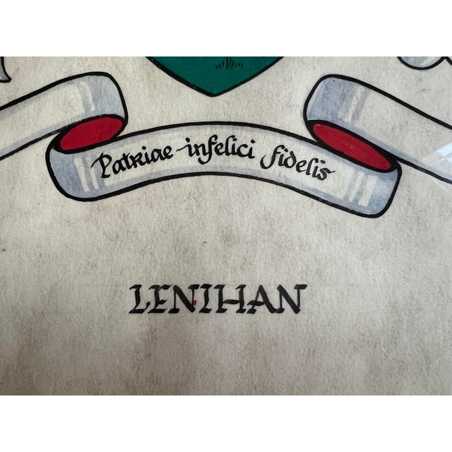 Vintage Irish Lenihan Family Coat of Arms Heraldry Framed Drawing ...