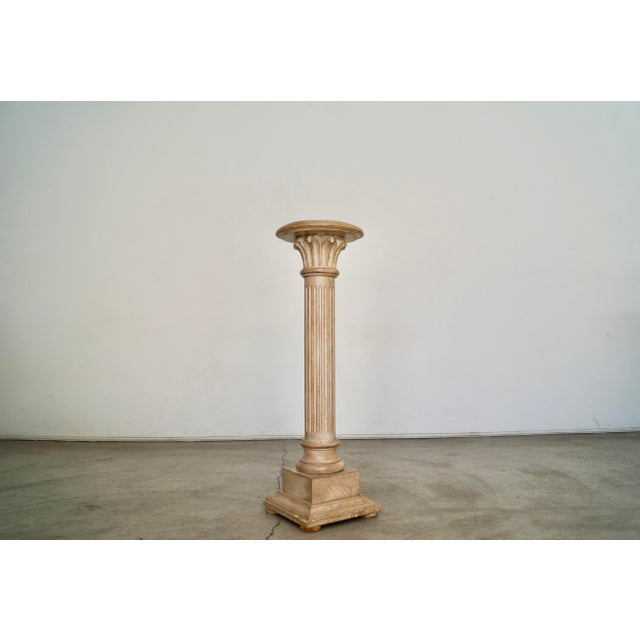 1970's Distressed Roman Italian Column Pedestal | Chairish