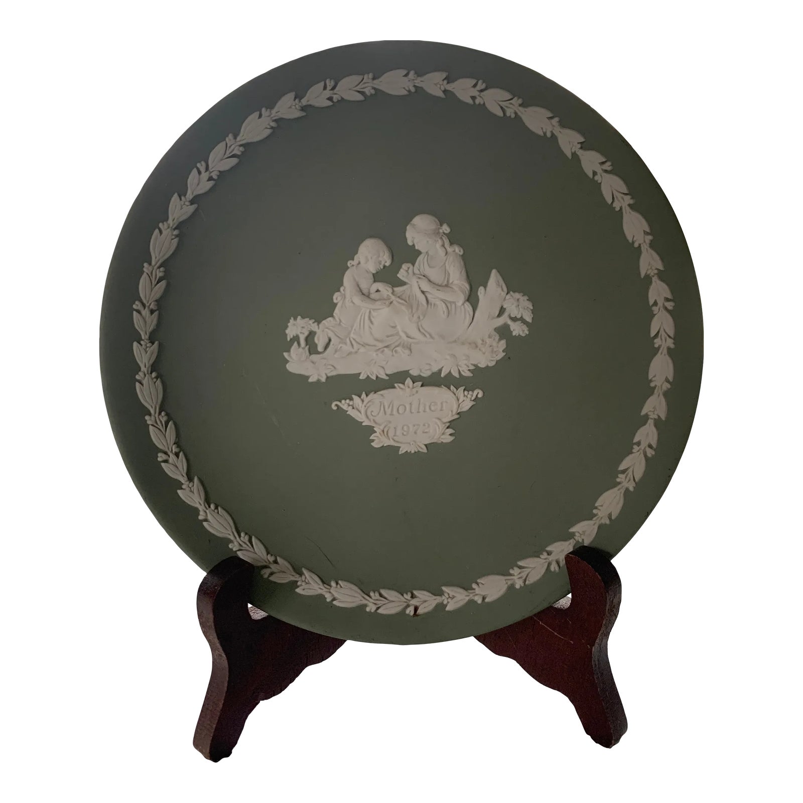 Wedgwood Jasperware Green Mother Plate 1972 | Chairish