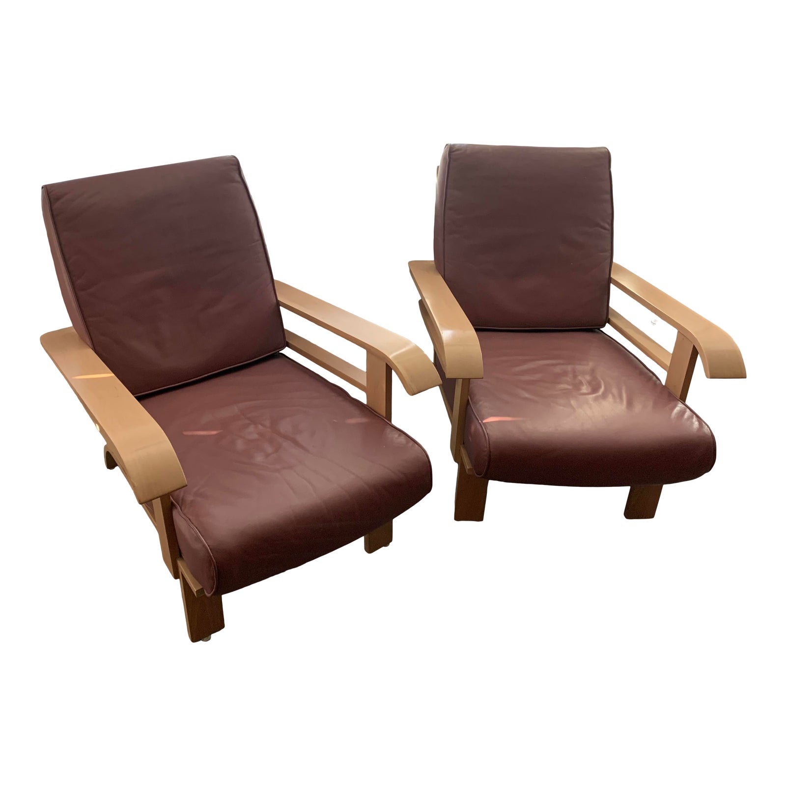 1990s Art Deco Santa Barbara Club Chairs in Spinneyback Leather - a ...