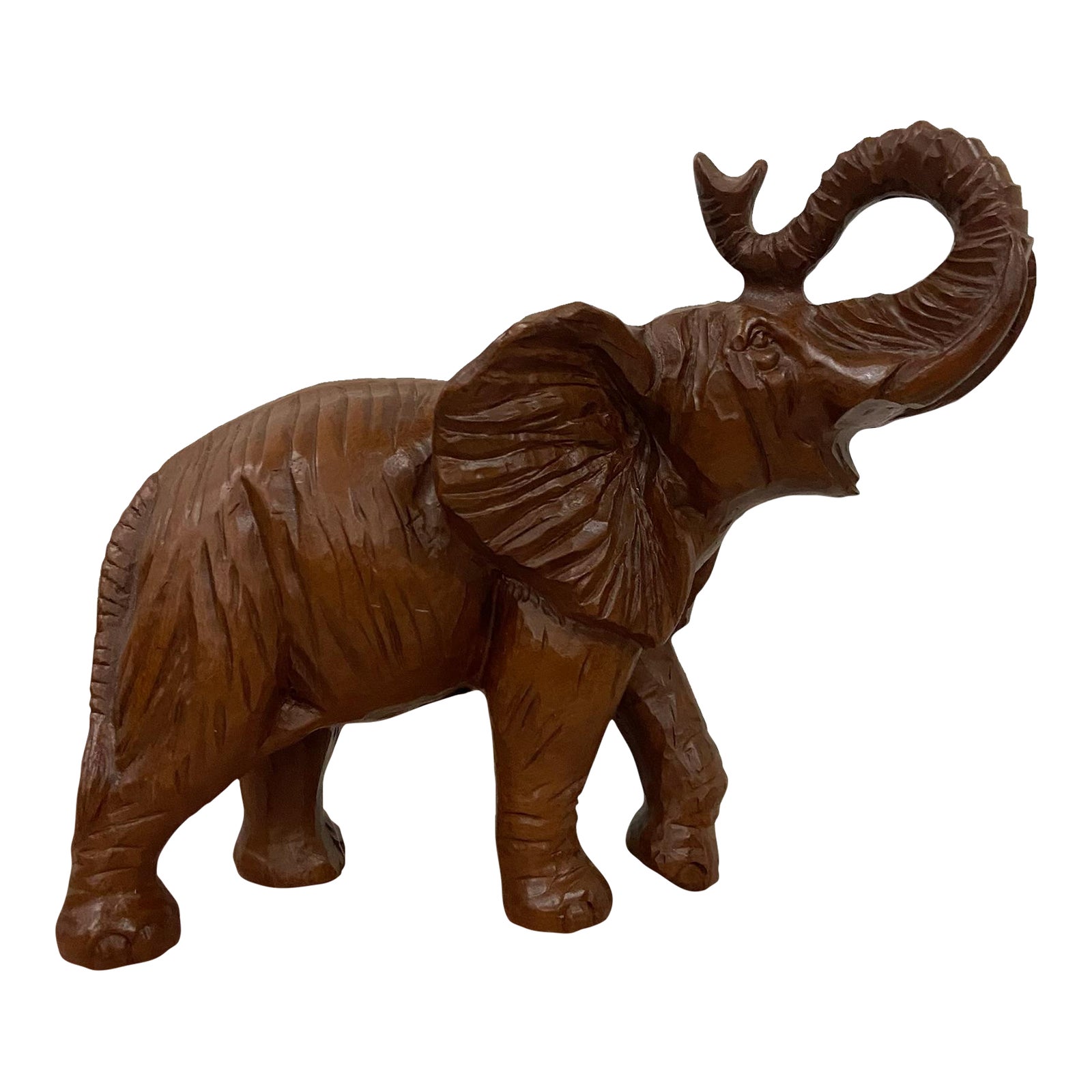 Vintage Red Mill Mfg Handcrafted Wooden Elephant Figurine Statue | Chairish