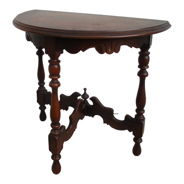 Mahogany Edwardian Demilune Side Table With Carved Apron and Central ...