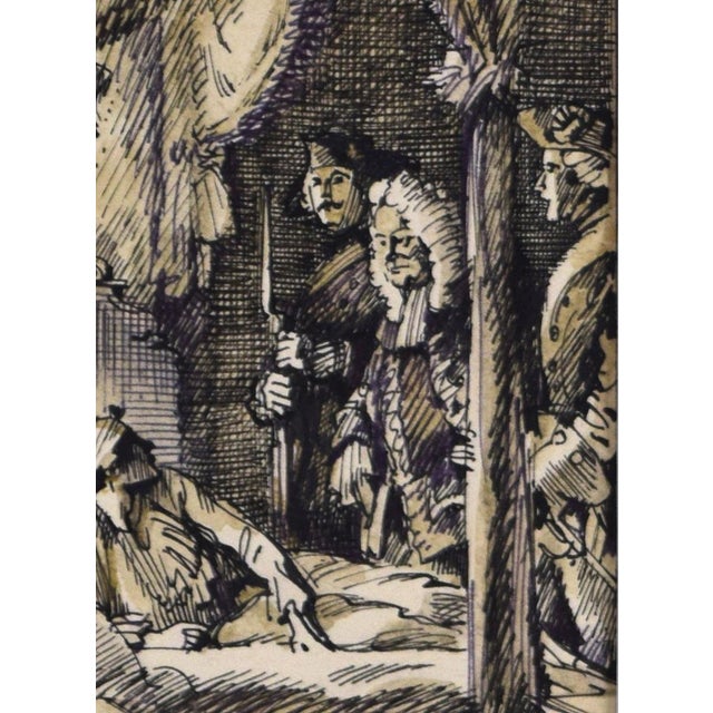 Vintage Russian Pen & Ink Illustration Drawing W/Watercolor by Anatoly ...