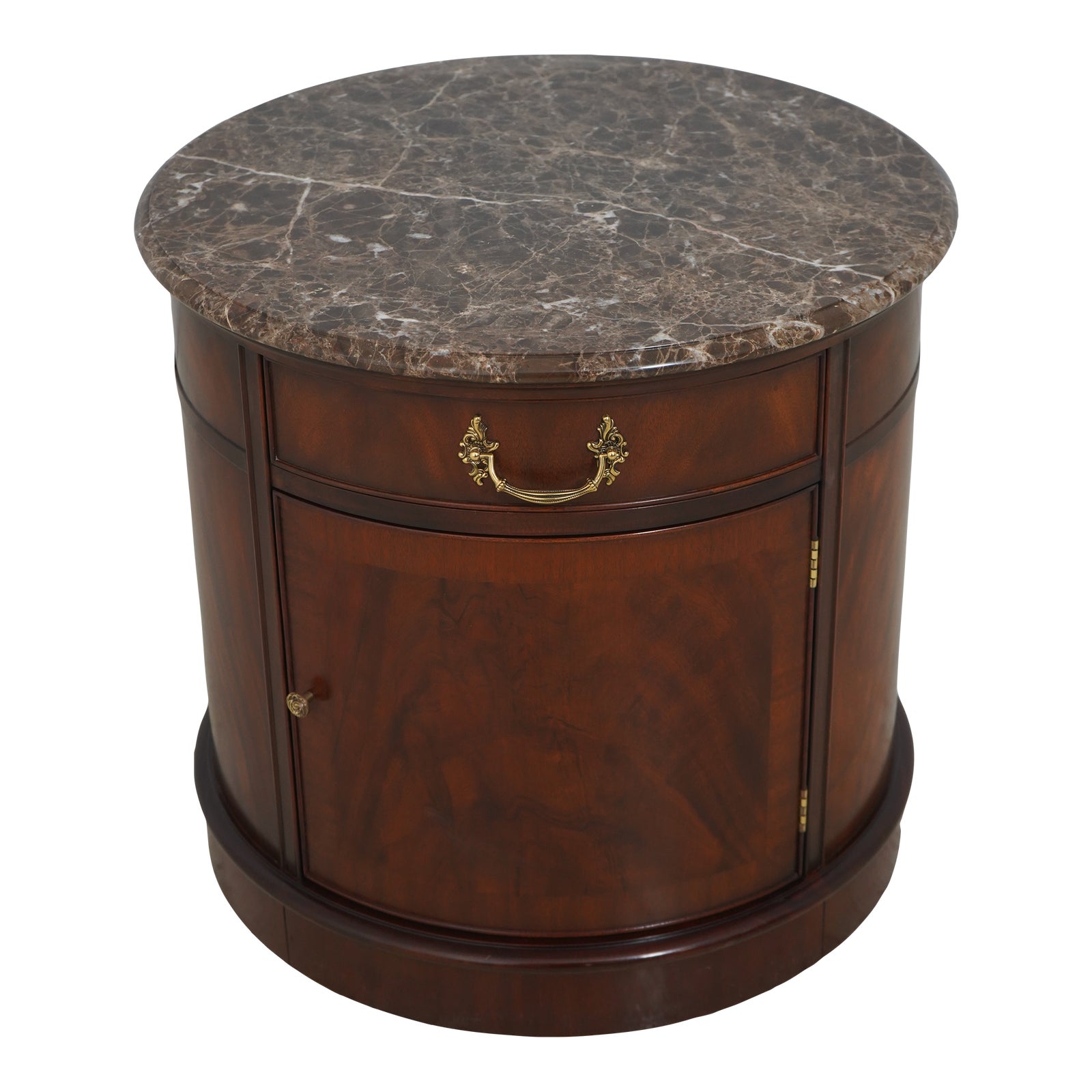 Henkel Harris Round Marble Top Model 5442 Mahogany Table | Chairish