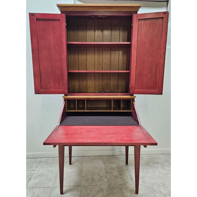 1990s Ethan Allen Country Colors Secretary Writing Desk Shaker Style ...